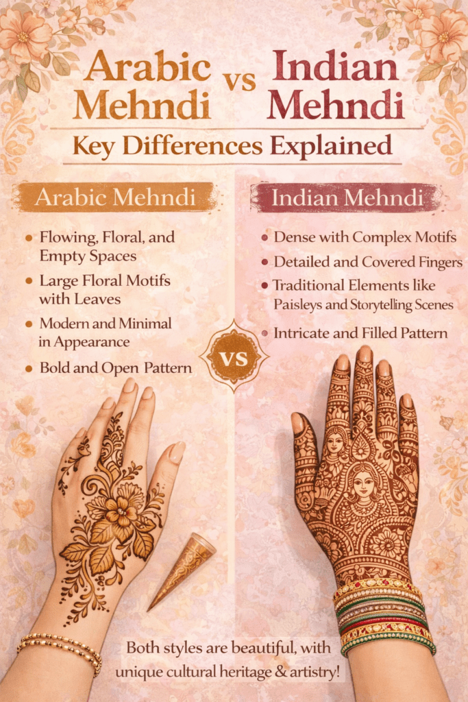 Arabic vs Indian Mehndi - 7 Differences (Which Suits You?) - Mehndi Designz