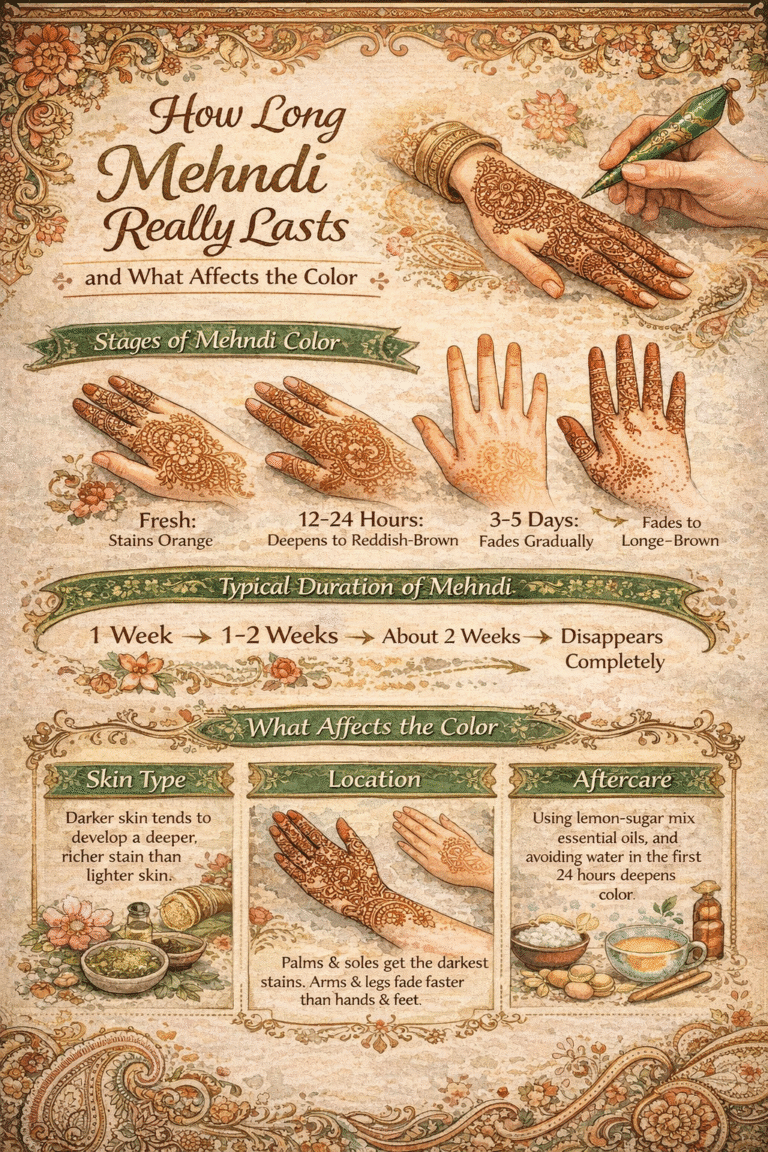 How Long Mehndi Really Lasts and What Affects the Color - Mehndi Designz